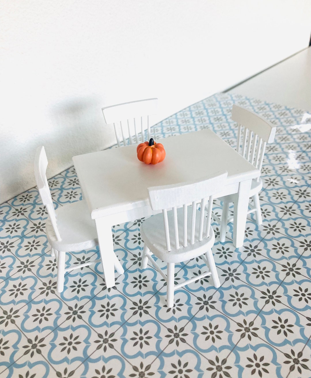 Mini White Farmhouse Table / Miniature Dollhouse Table 4 - Etsy