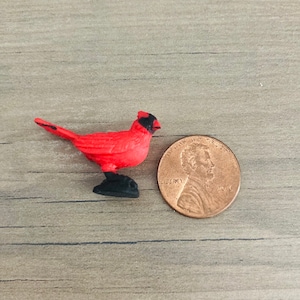 Miniature Red Cardinal Bird / Micro Mini Forest Winter Creature Aviary ...