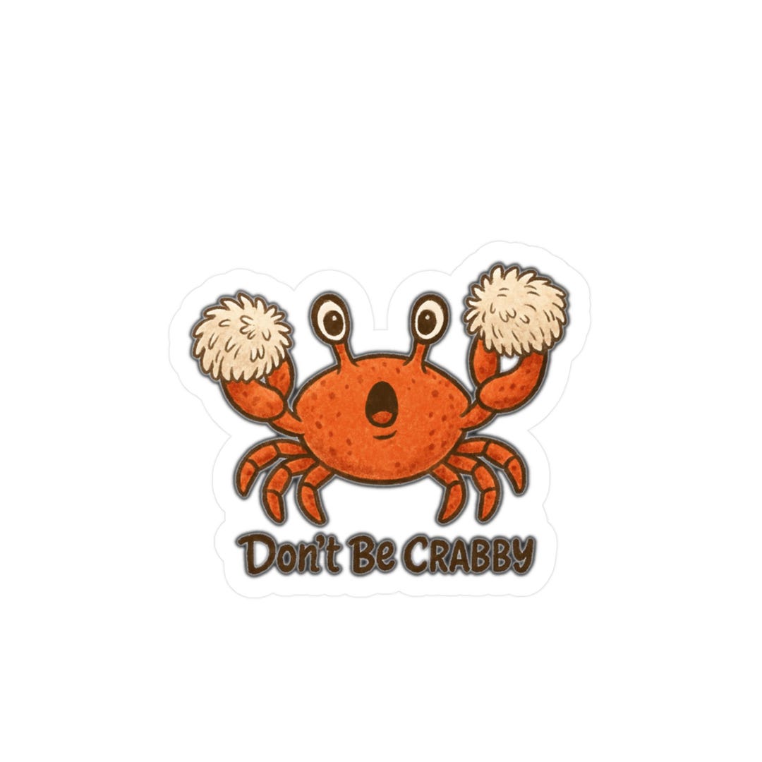 Pom Pom Crab "don't Be Crabby" 3" Vinyl Sticker - Funny Aquatic Pet ...