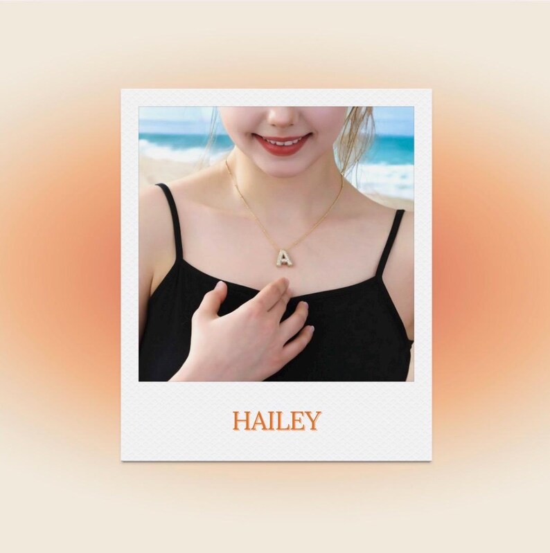 HAILEY NECKLACE - Custom Gold Letter Pendant - Sparkling Initial Bubble ...