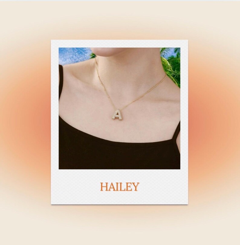 HAILEY NECKLACE - Custom Gold Letter Pendant - Sparkling Initial Bubble ...