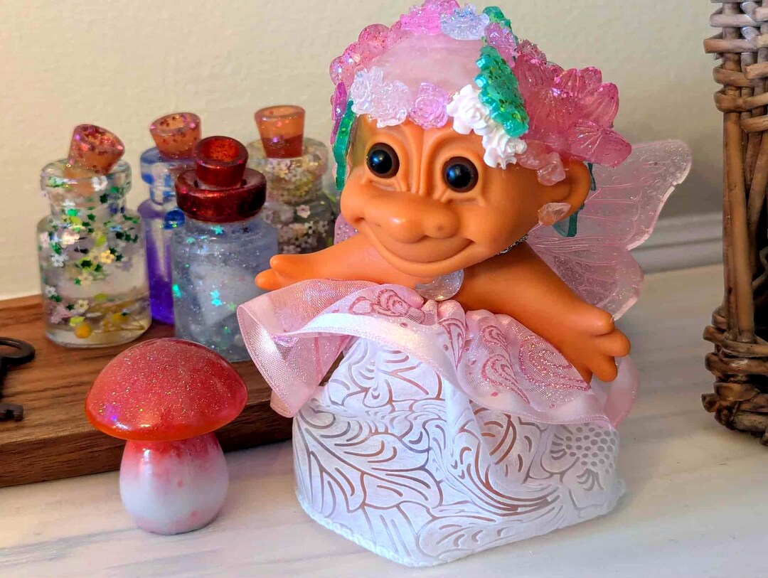Troll Doll Fairy. Altered Vintage Troll Doll Adorned in Crystals, Resin ...