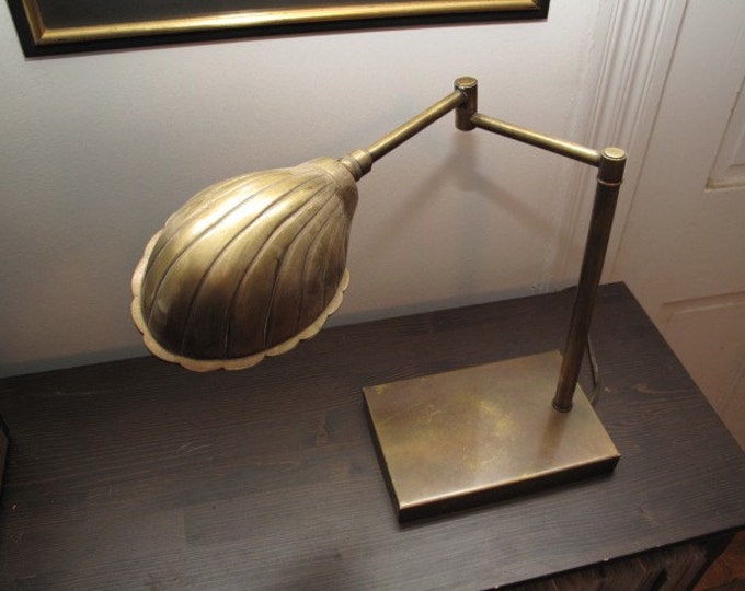 Vintage Brass Clam Shell Desk Lamp - Etsy