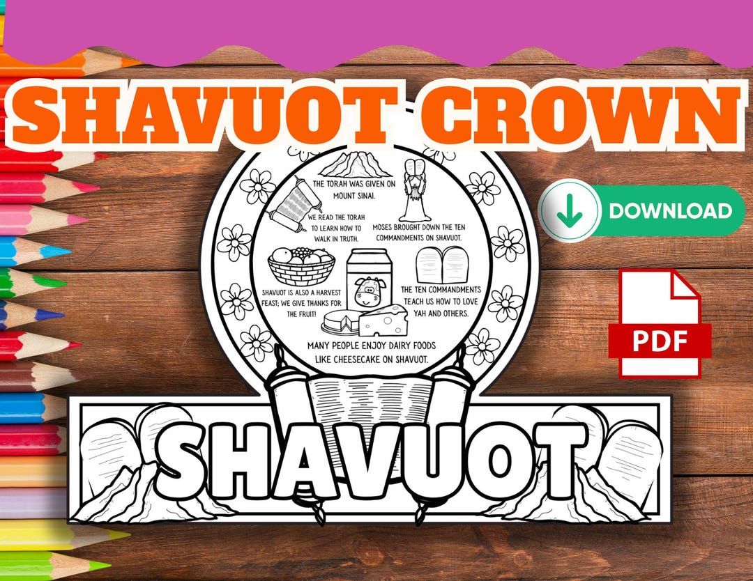 Shavuot Paper Crown Craft for Kids | Torah Holiday Activity | Printable ...