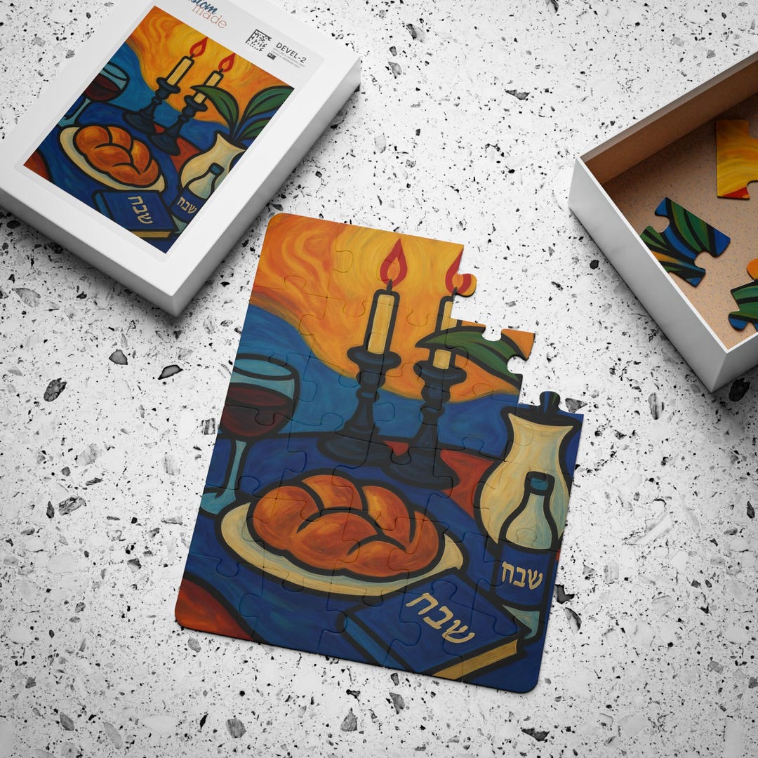 Kids' Shabbat Puzzle, 30-piece Art for Family Fun, Jewish Tradition ...