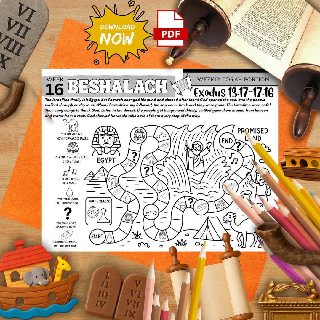 Torah Portion Week 16 Activity Mat Parashat Beshalach Printable for ...