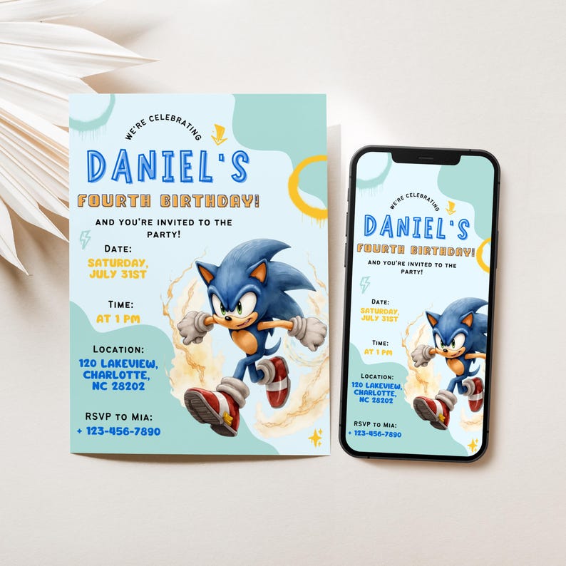 Sonic Birthday Invitation Printable Digital Kids Party Sonic the ...