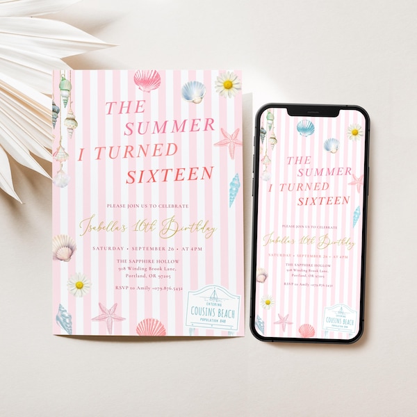 The Summer I Turned Pretty Birthday Invitations - Etsy