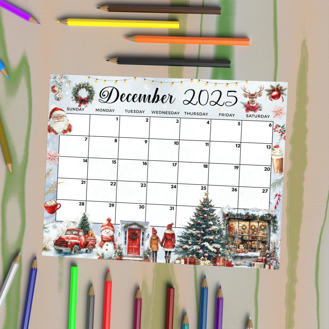 Editable December 2025 Calendar Classic City Holiday Christmas Planner ...