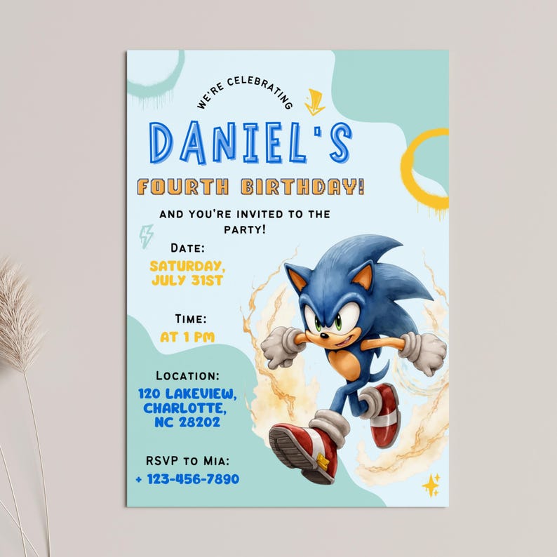 Sonic Birthday Invitation Printable Digital Kids Party Sonic the ...