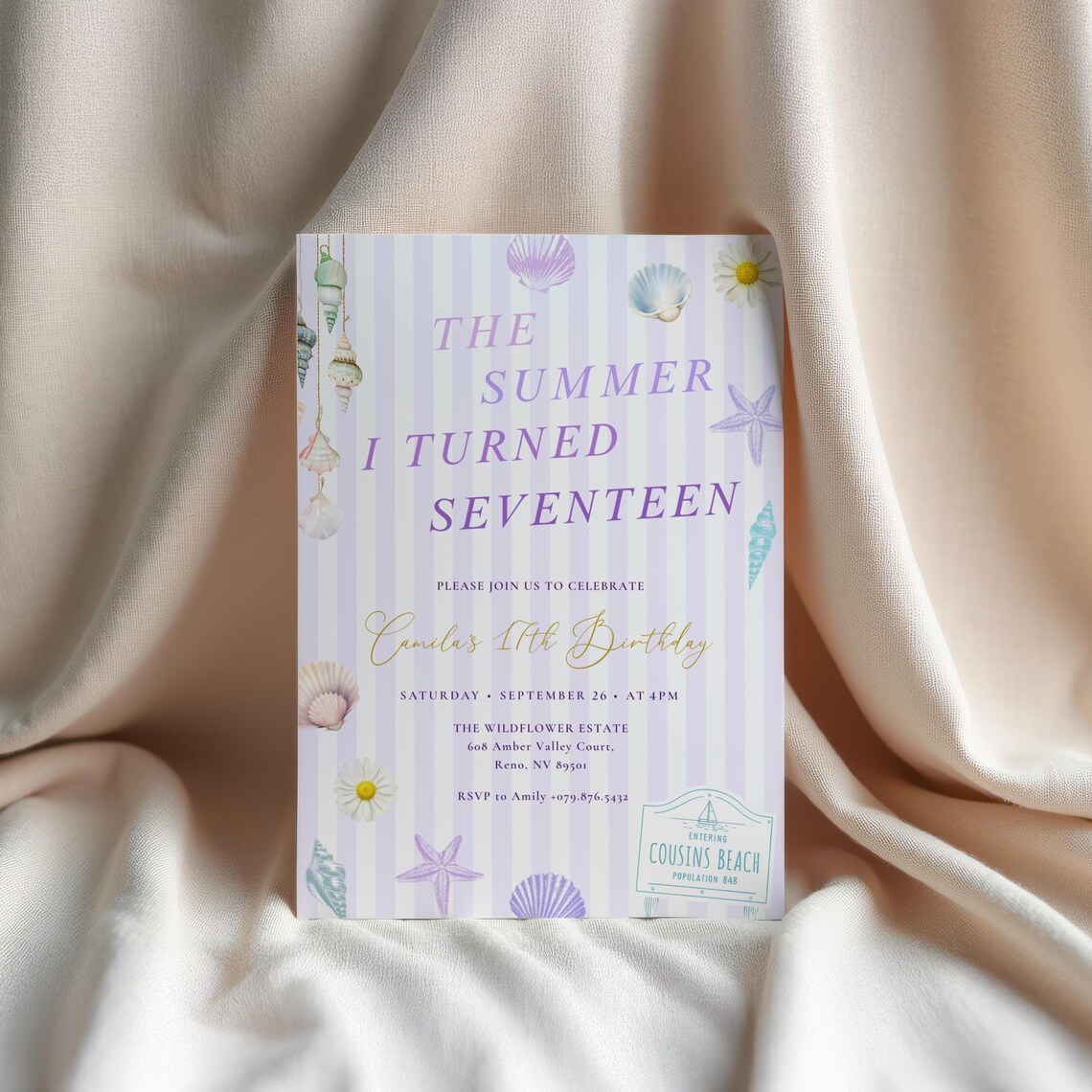 The Summer I Turned Pretty Birthday Invitation Any Age Editable Coastal ...