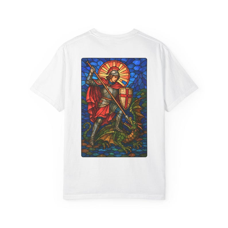 Stained Glass Saint George Dragon Slayer Graphic Shirt Christian Tee ...