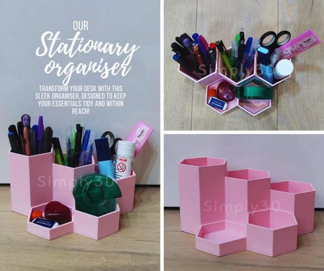 Hive-inspired Hexagon Desk Organizer | Stationery Holder for Office ...
