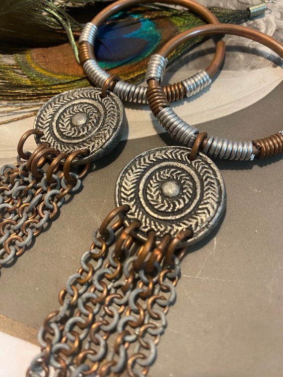 Copper Ear Weights with mixed metal and Metal Clay me… - Gem