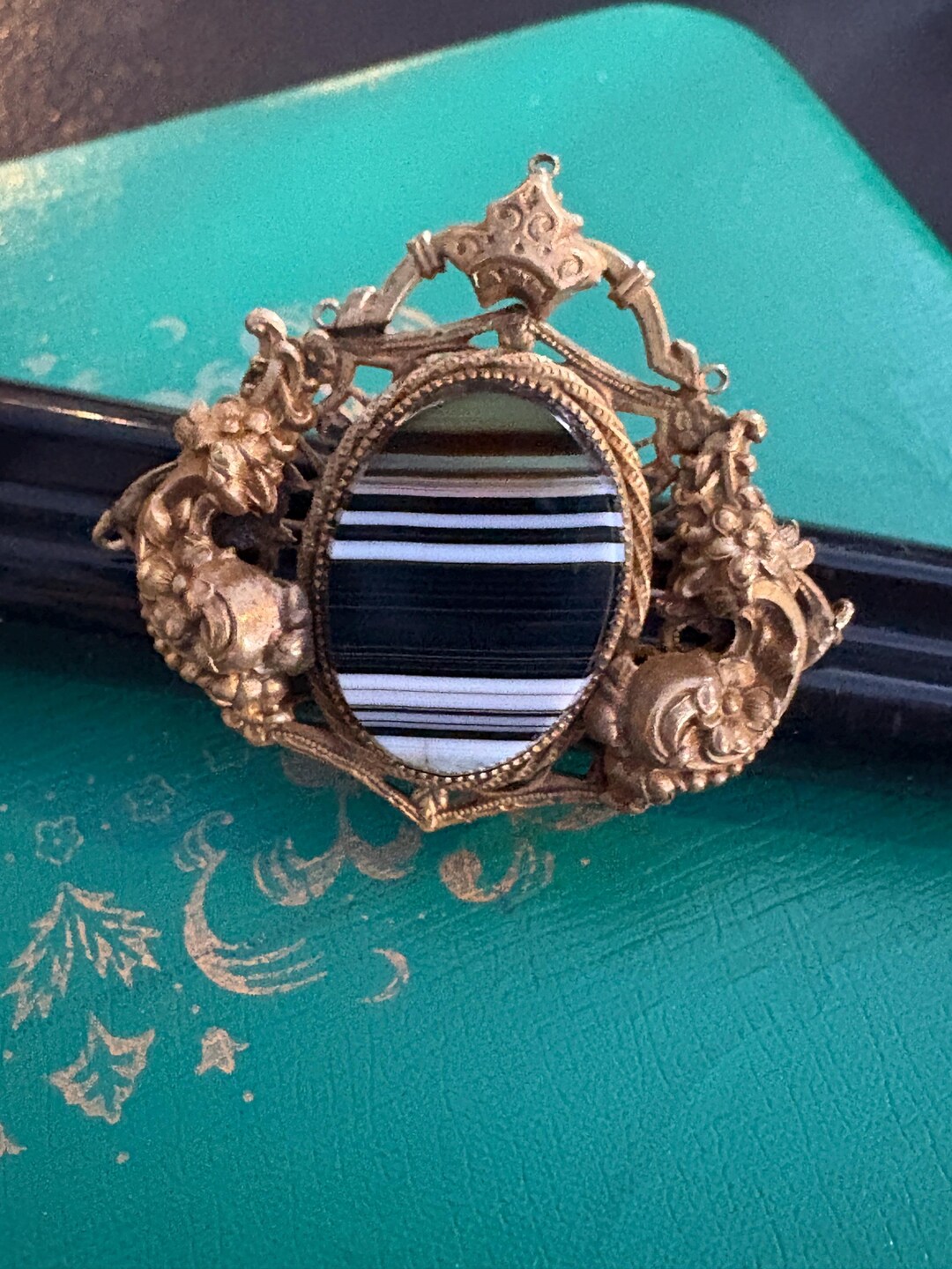 Antique Banded Agate Brooch - Etsy