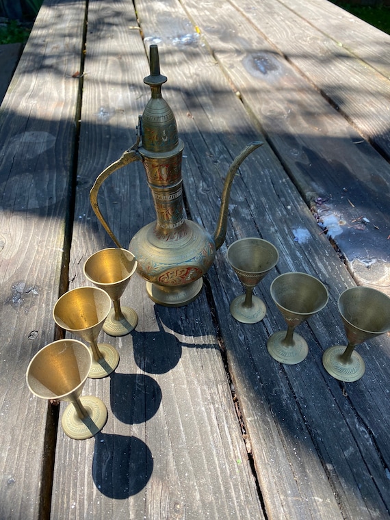 Antique Turkish Brass Tea Set | Etsy