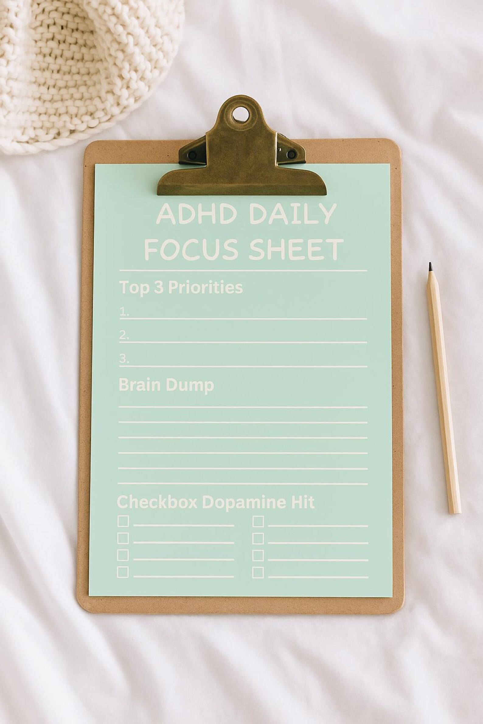 ADHD Daily Focus Sheet | Printable PDF Planner Page | Neurodivergent ...