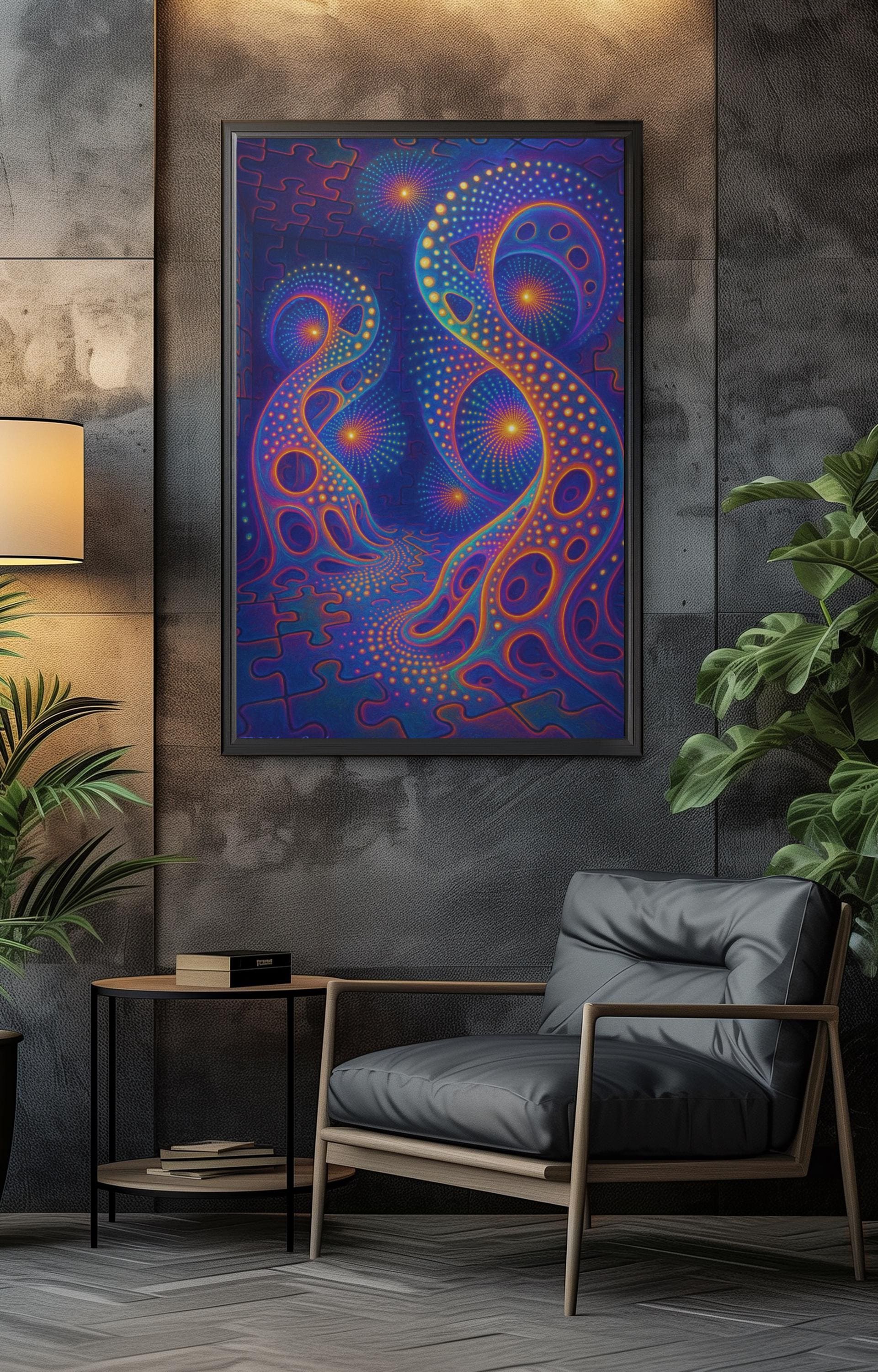 Printable Psychedelic Portal Wall Art, Trippy Infinity Tentacles in ...