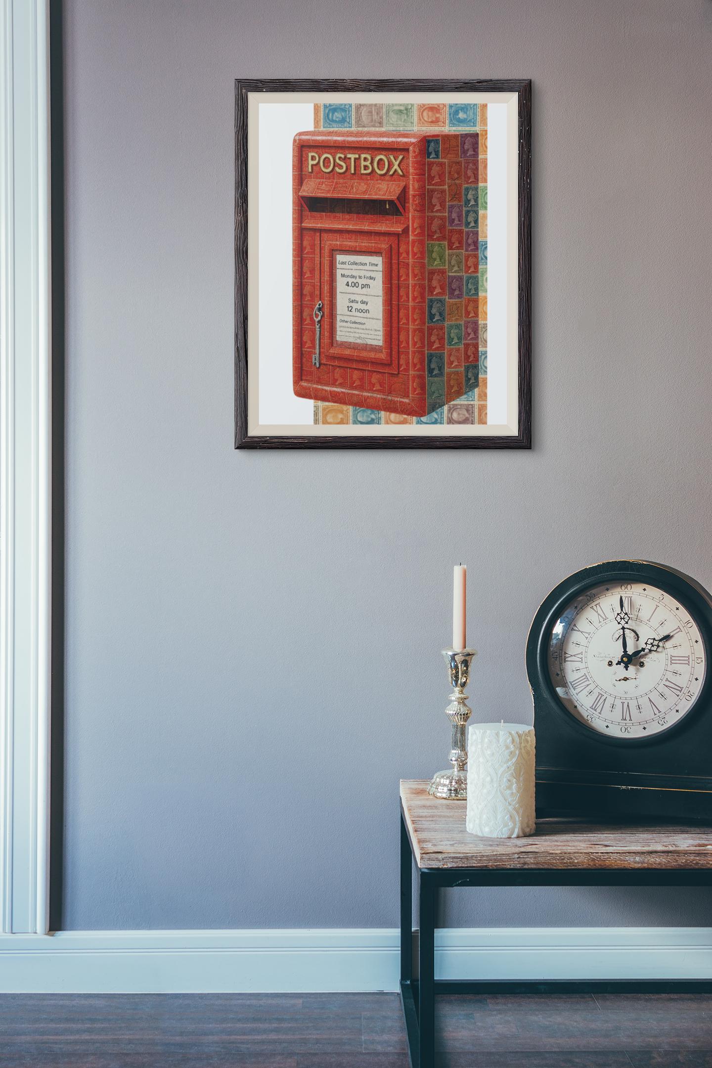 Stamp Art, Unique Printable Postbox Vintage Red Mailbox Wall Print ...
