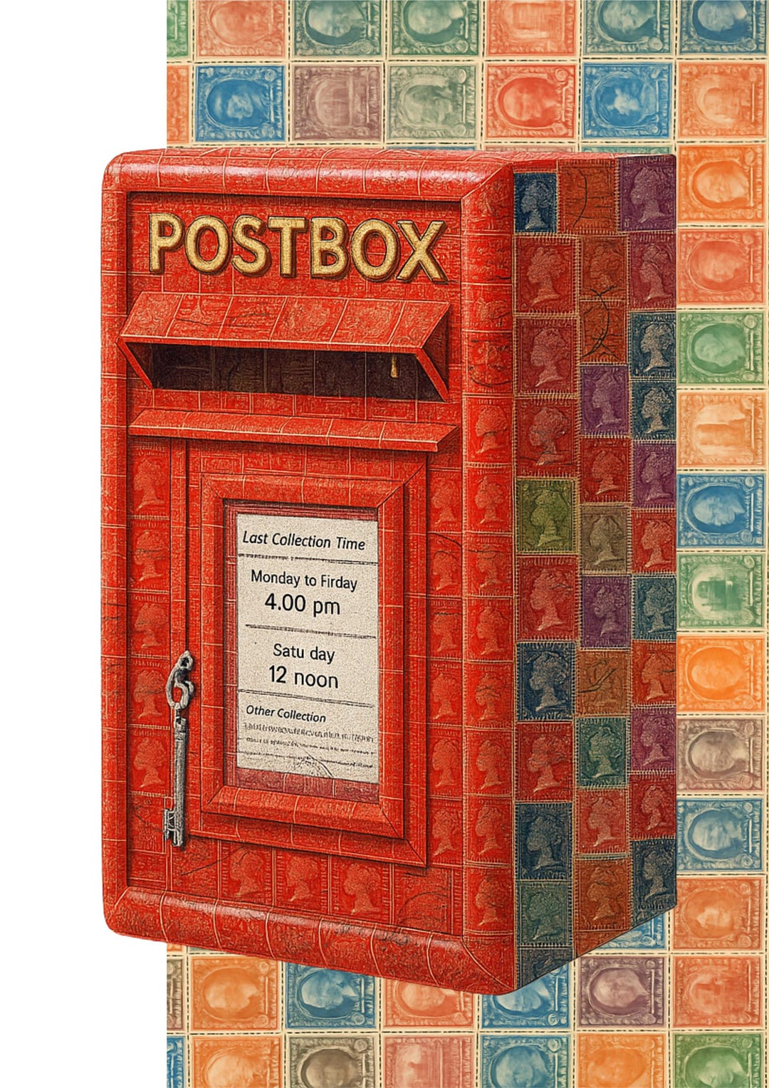 Stamp Art, Unique Printable Postbox Vintage Red Mailbox Wall Print ...