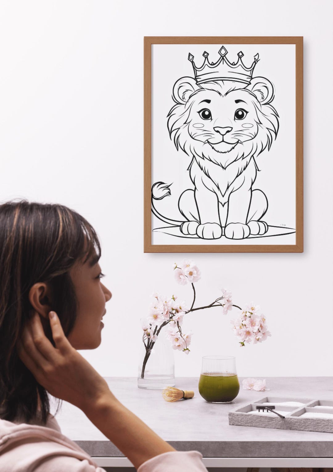 Coloring Page for Kids, Lion Coloring Paper, Coloring Page, Black and ...