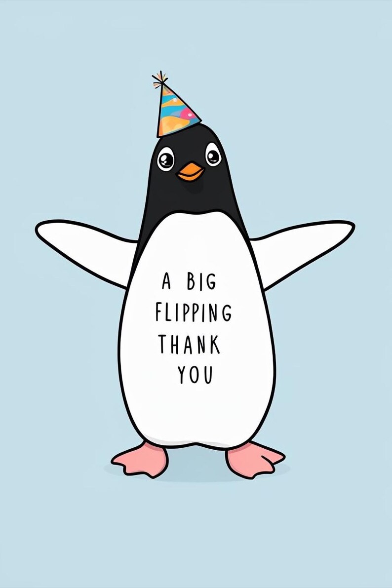 Printable Card, Birthday Thank You, Party Thank You, Digital Card ...