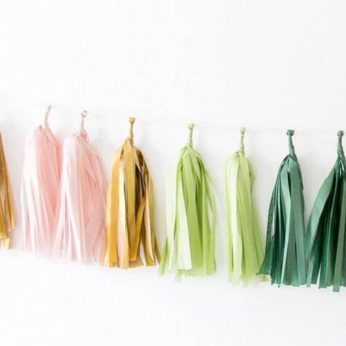 FROND Tissue Tassel Garland Kit : Metallic Gold Sand Sage - Etsy