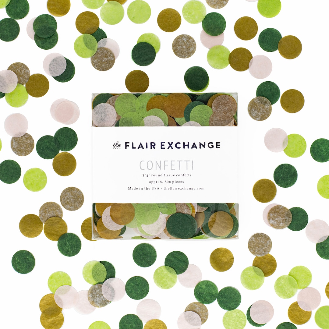 Hand-cut Confetti - Frond : Forest Green, Sand Pink, Metallic Gold ...