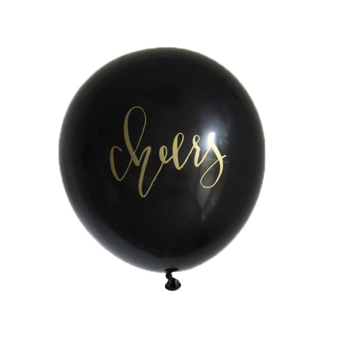Set of 3 - Black "cheers" Calligraphy Latex Boutique Printed Party ...