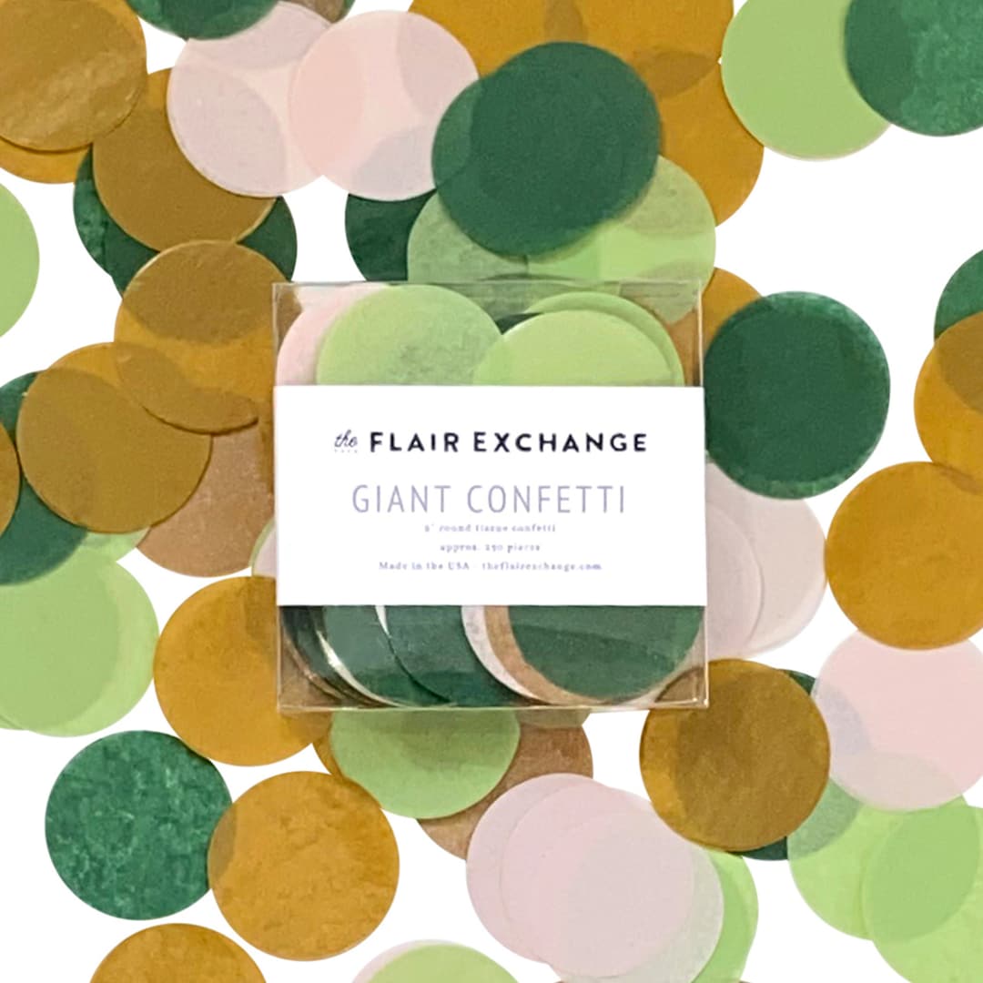 Giant 2" Confetti - Frond : Forest Green, Sand Pink, Metallic Gold ...