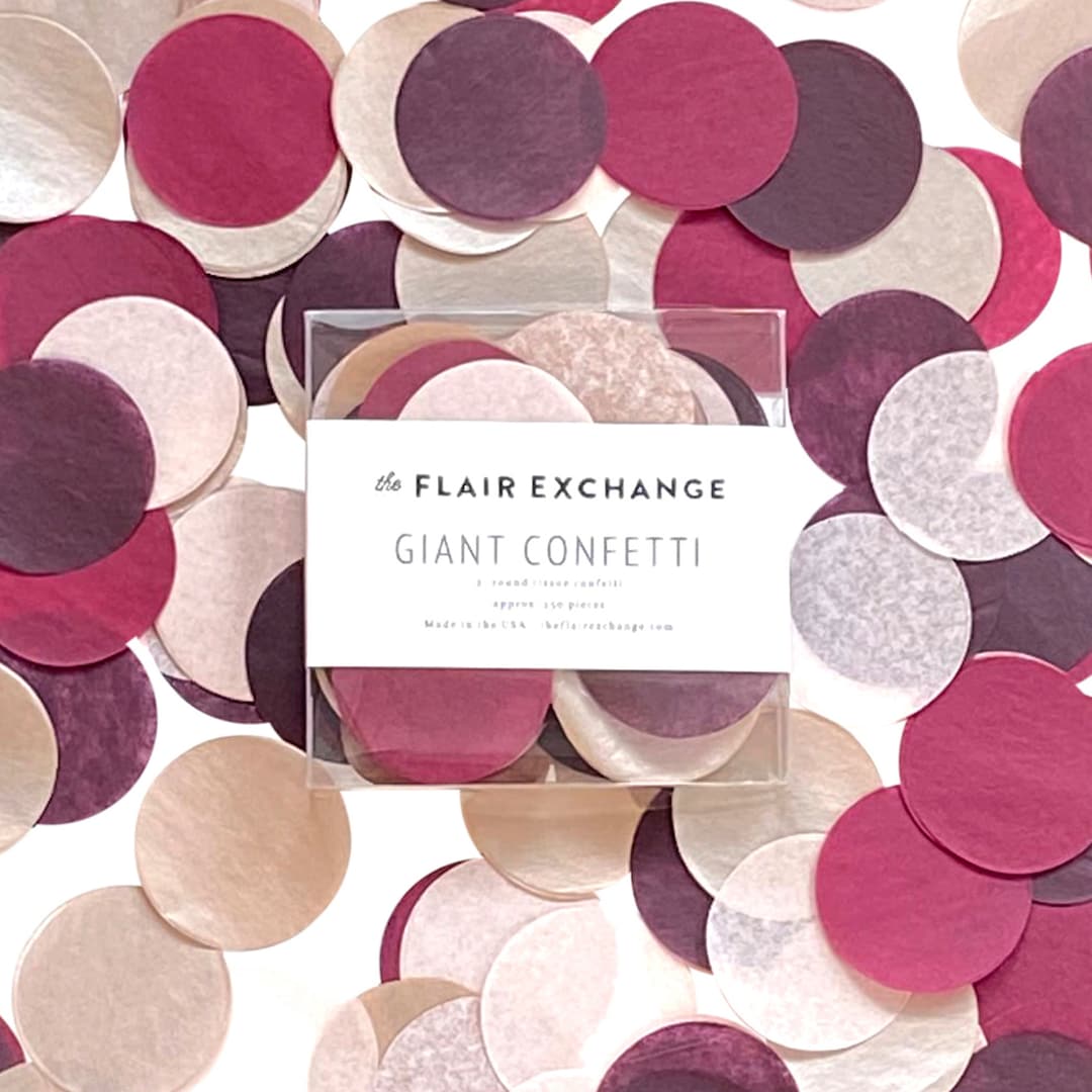 Giant 2" Confetti - Sultry : Wine, Dubonnet, Sand, Metallic Rose Gold ...