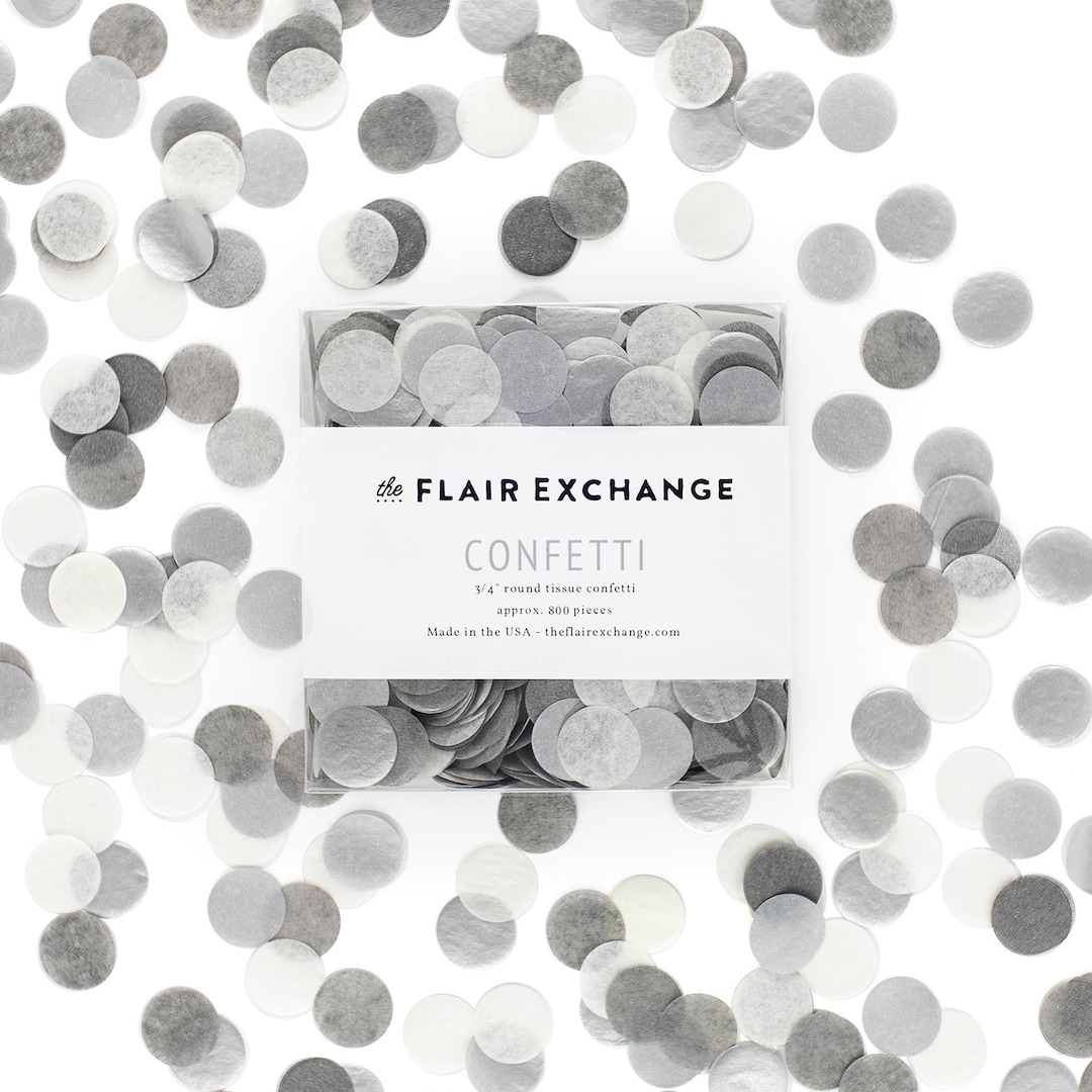 Hand-cut Confetti - Sterling : Gray, White, Metallic Silver - DIY Party ...
