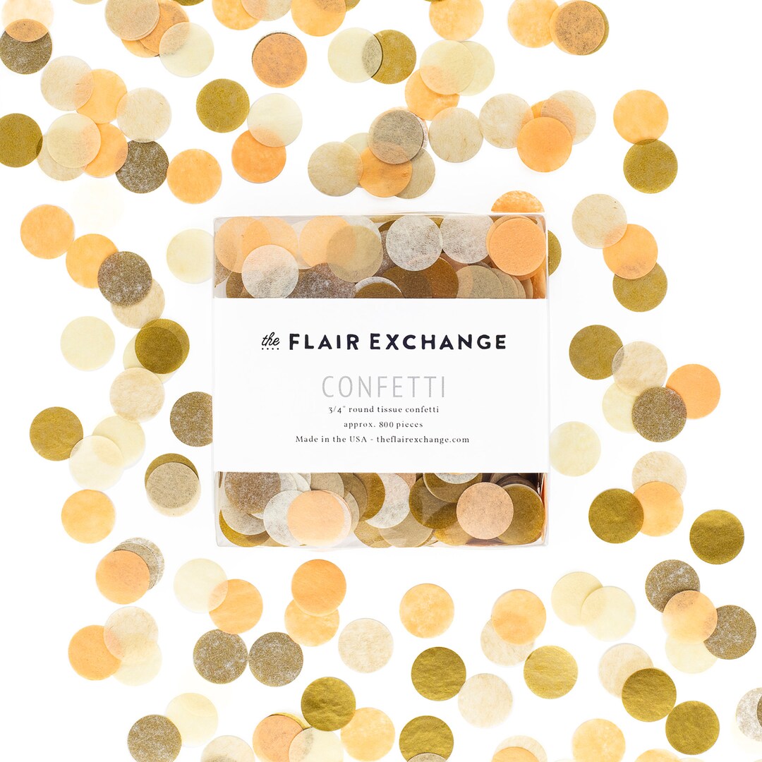 Hand-cut Confetti - Nectar: Peach, Kraft, off White, Metallic Gold ...