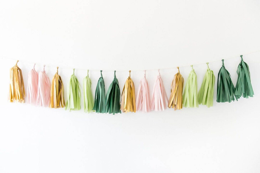 FROND Tissue Tassel Garland Kit : Metallic Gold, Sand, Sage, Forest ...