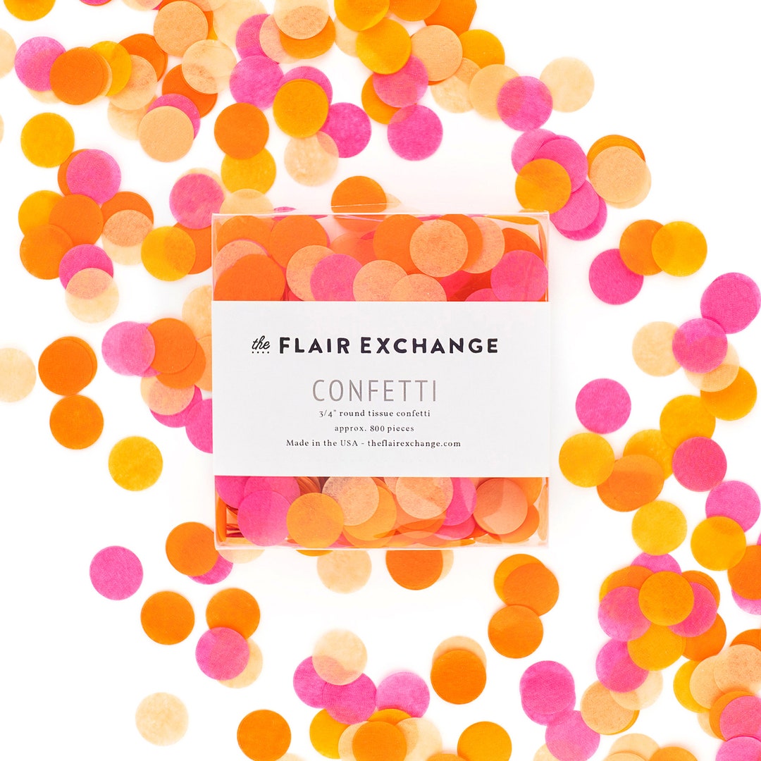 Hand-cut Confetti - Bright : Hot Pink, Orange, Peach, Tangerine - DIY ...
