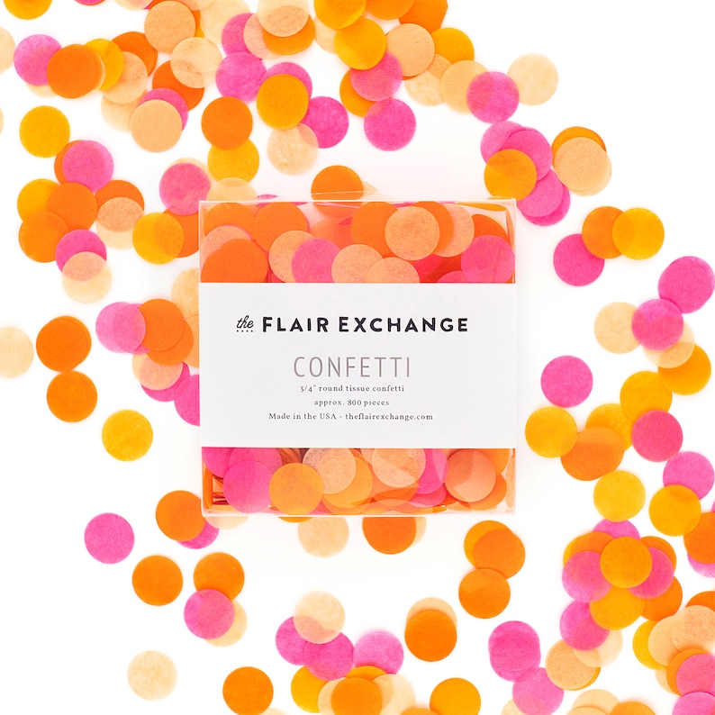 Hand-cut Confetti - Bright : Hot Pink, Orange, Peach, Tangerine - DIY ...