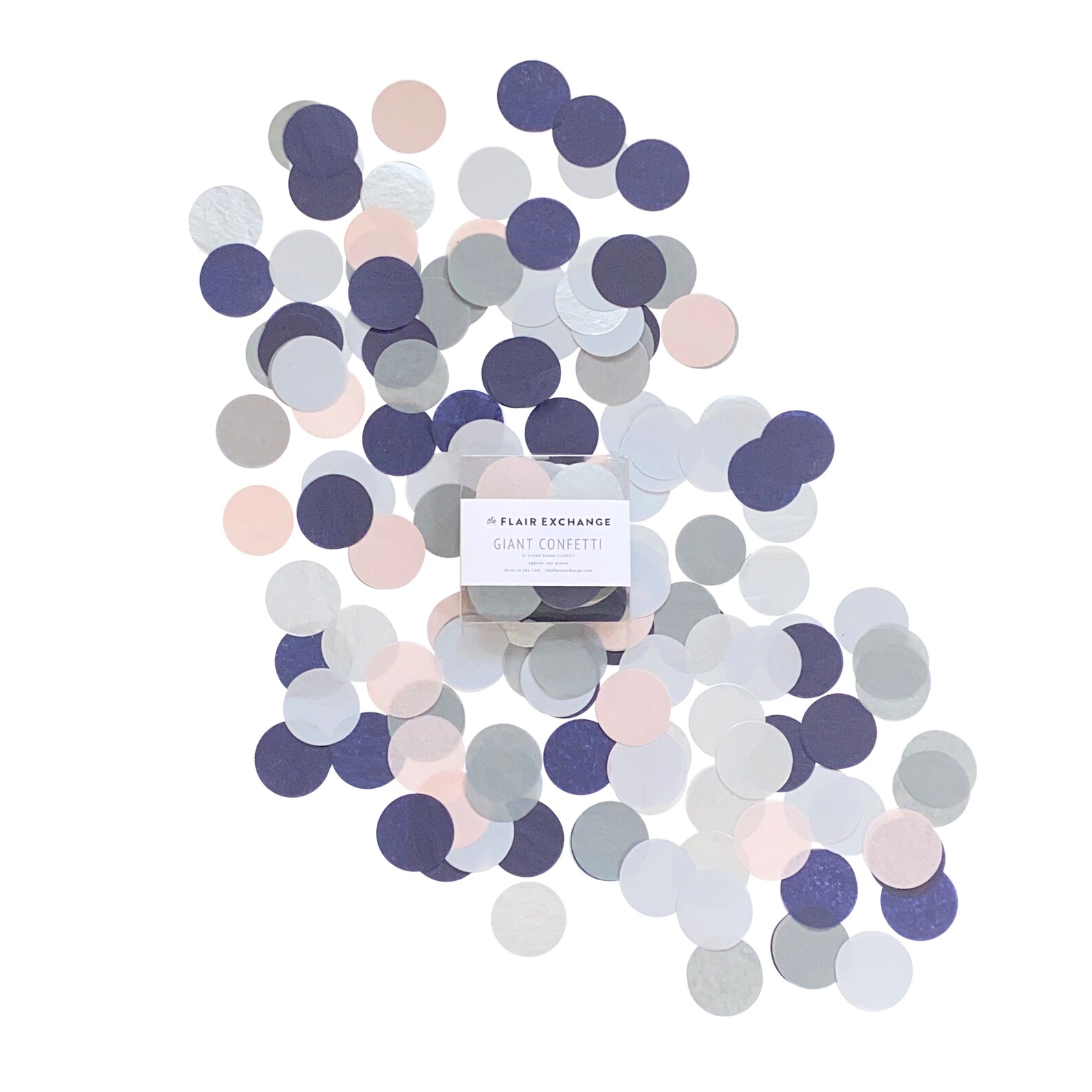 Giant 2" Confetti - Sapphire: Navy, Sand, Gray, Metallic Silver - Party ...
