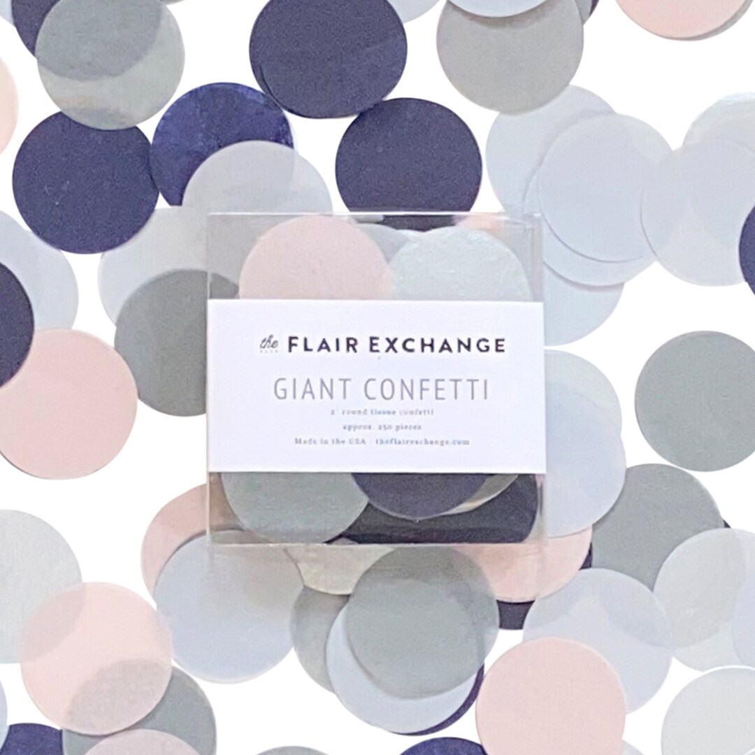 Giant 2" Confetti - Sapphire: Navy, Sand, Gray, Metallic Silver - Party ...
