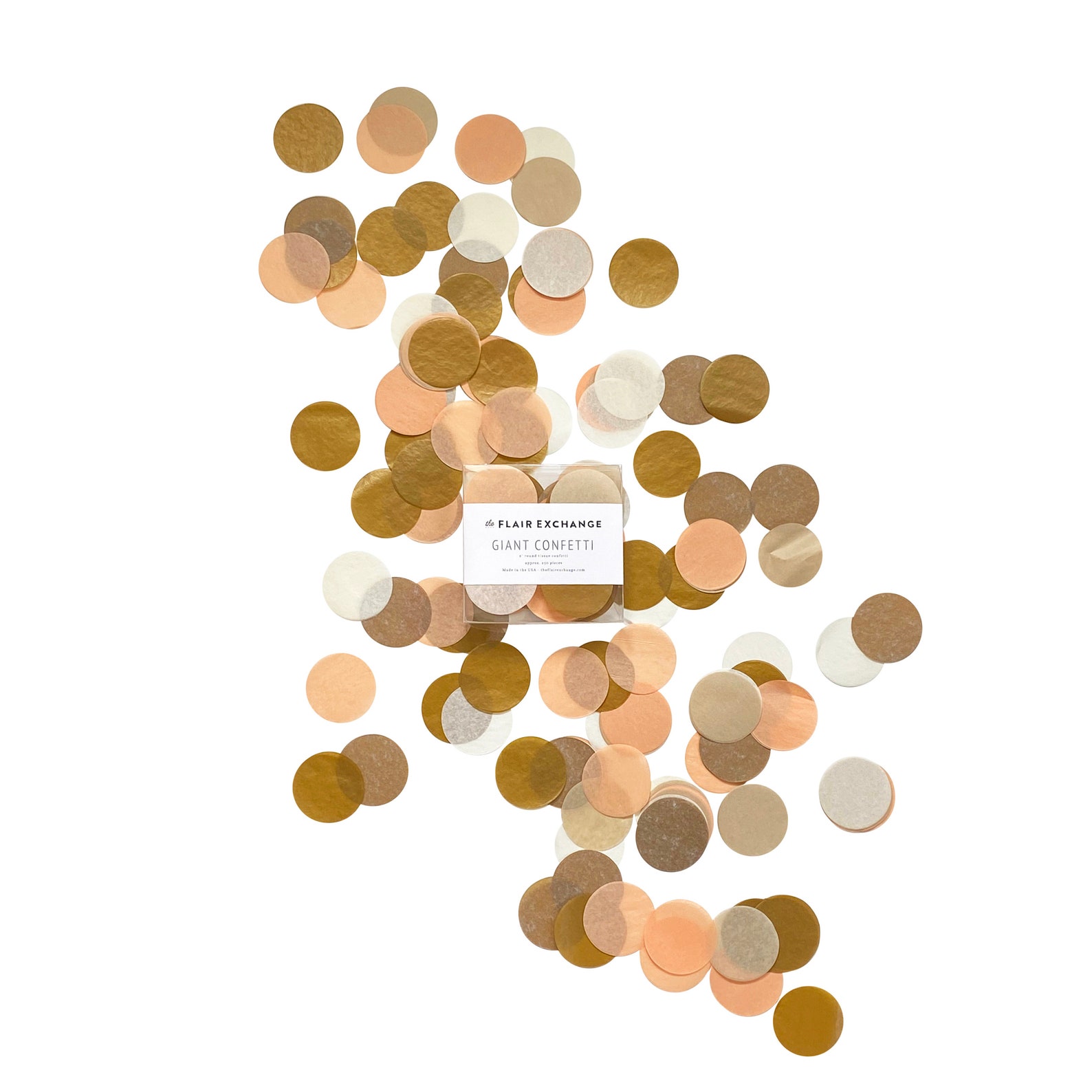 Giant 2" Confetti - Nectar: Peach, Kraft, off White, Metallic Gold ...