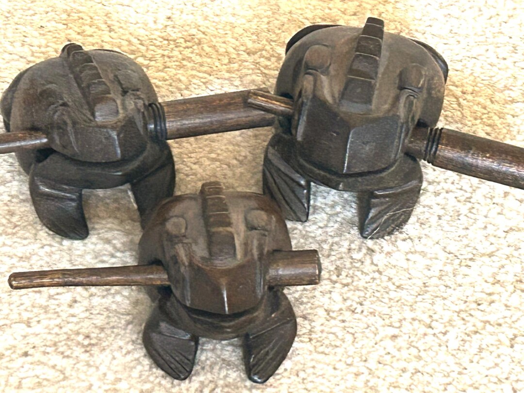 Vintage Hand Carved Trio of Wooden Frog Guiro Rasps From South Africa ...