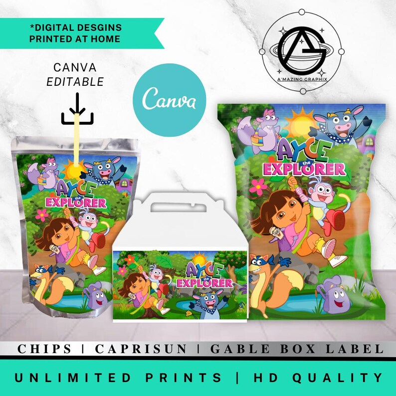 Editable Dora Digital Chip Bag Bundle - Etsy