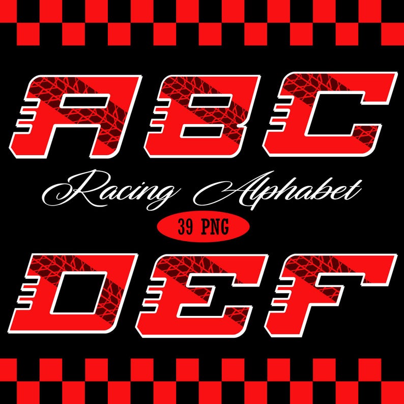 Race Alphabet PNG, Racing Letters and Number, Race Car Theme Lettering ...