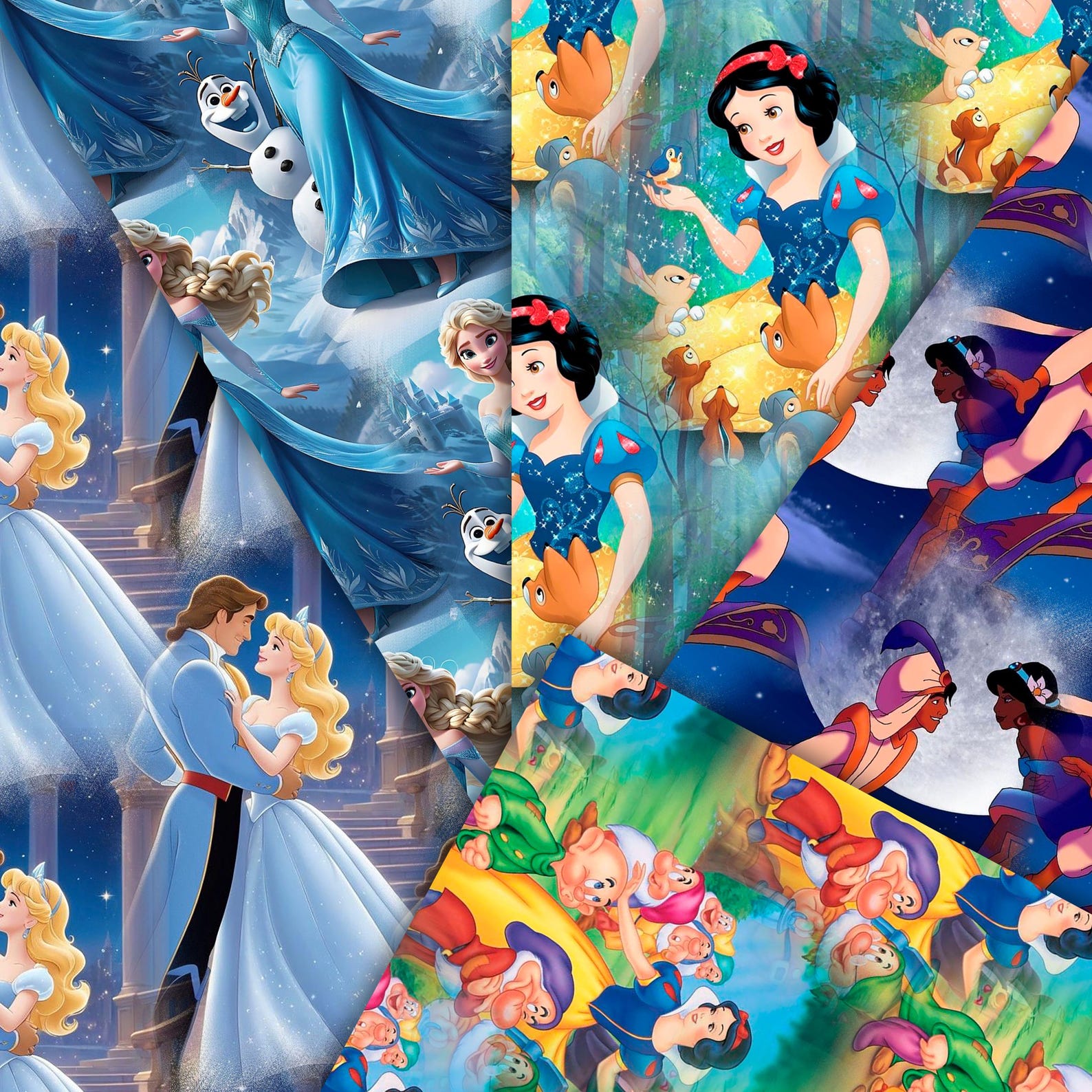 Princess Seamless Digital Paper Pack Seamless Patterns With Ariel Belle ...