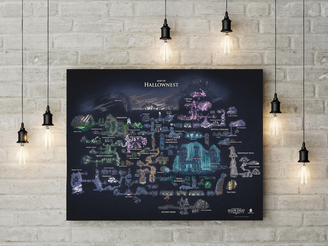 Hollow Knight Hallownest Map Canvas Print - Gaming Room Wall Art ...