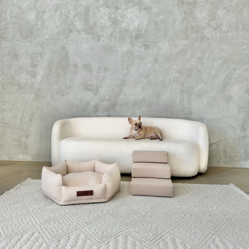 Personalized Alpaca Bouclé Dog & Cat Bed With Removable Cover, Non-slip ...