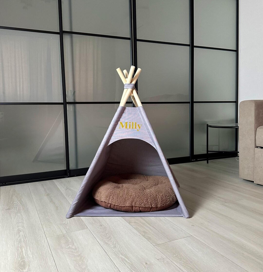 Personalized Pet Teepee With Name, Cotton Dog and Cat Tent With Soft ...