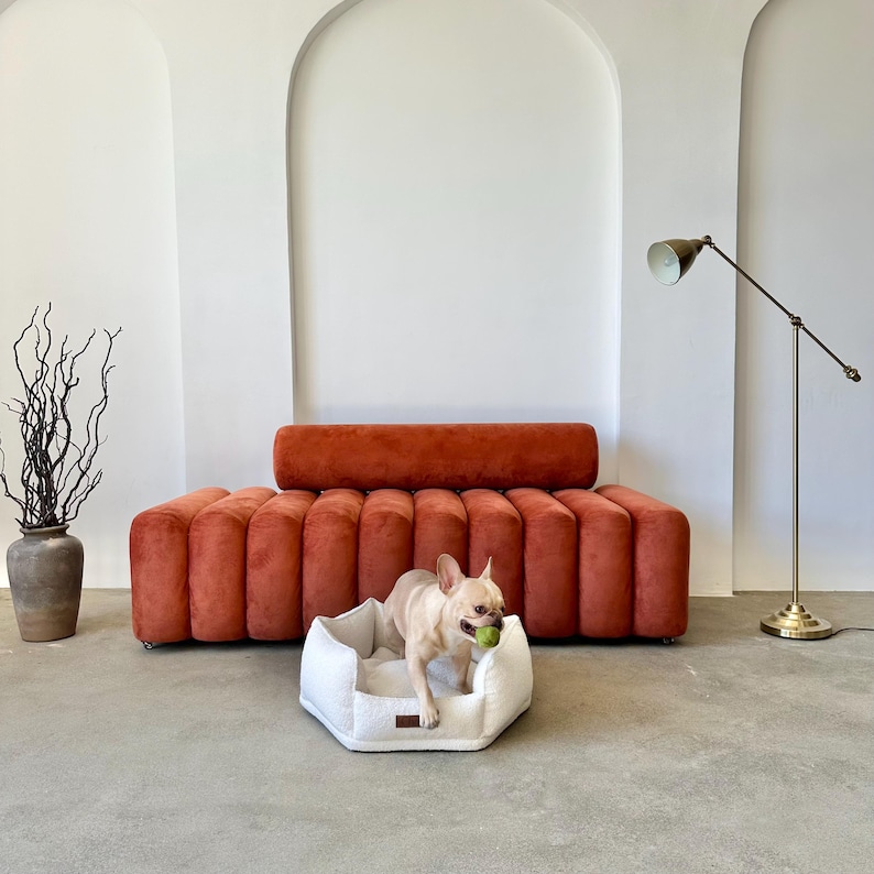 Personalized Alpaca Bouclé Dog & Cat Bed With Removable Cover, Non-slip ...
