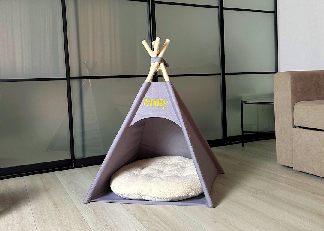 Personalized Pet Teepee With Name, Cotton Dog and Cat Tent With Soft ...