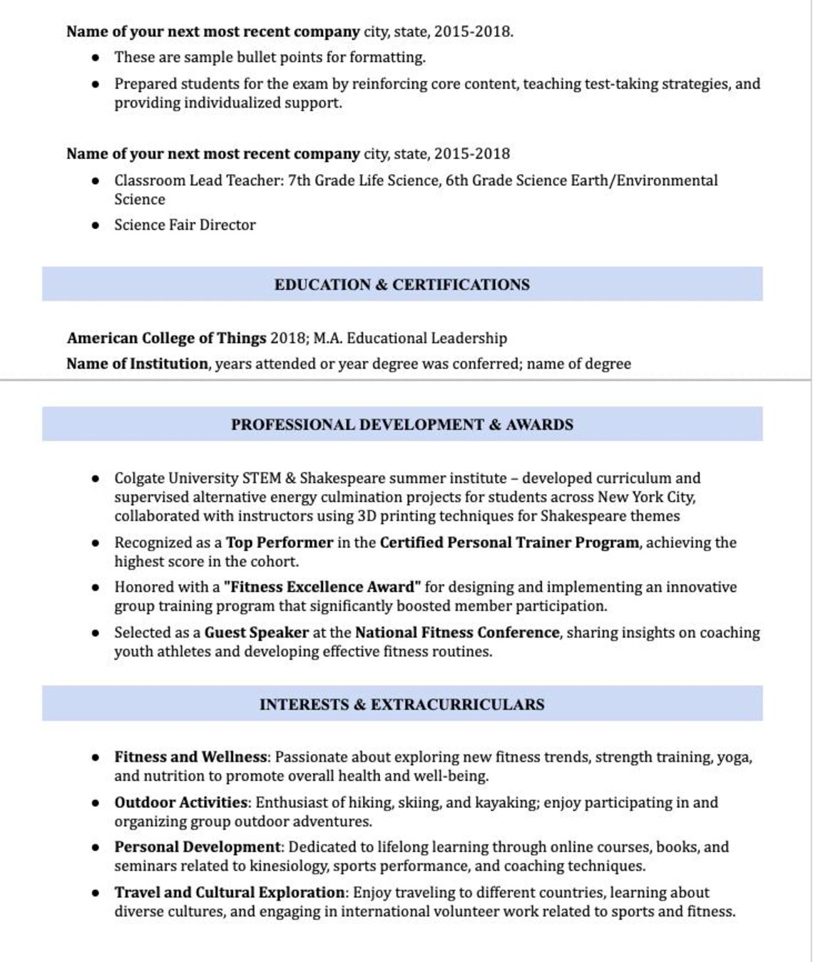 Simple, Elegant Resume Template. Easy to Download and Fill in Resume ...