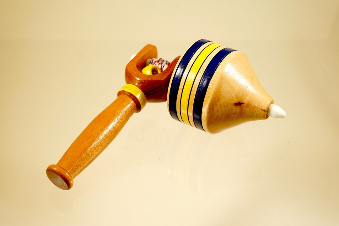 Toy Top . Wood Spinning Top With Handle. Handmade Heirloom Toy. - Etsy